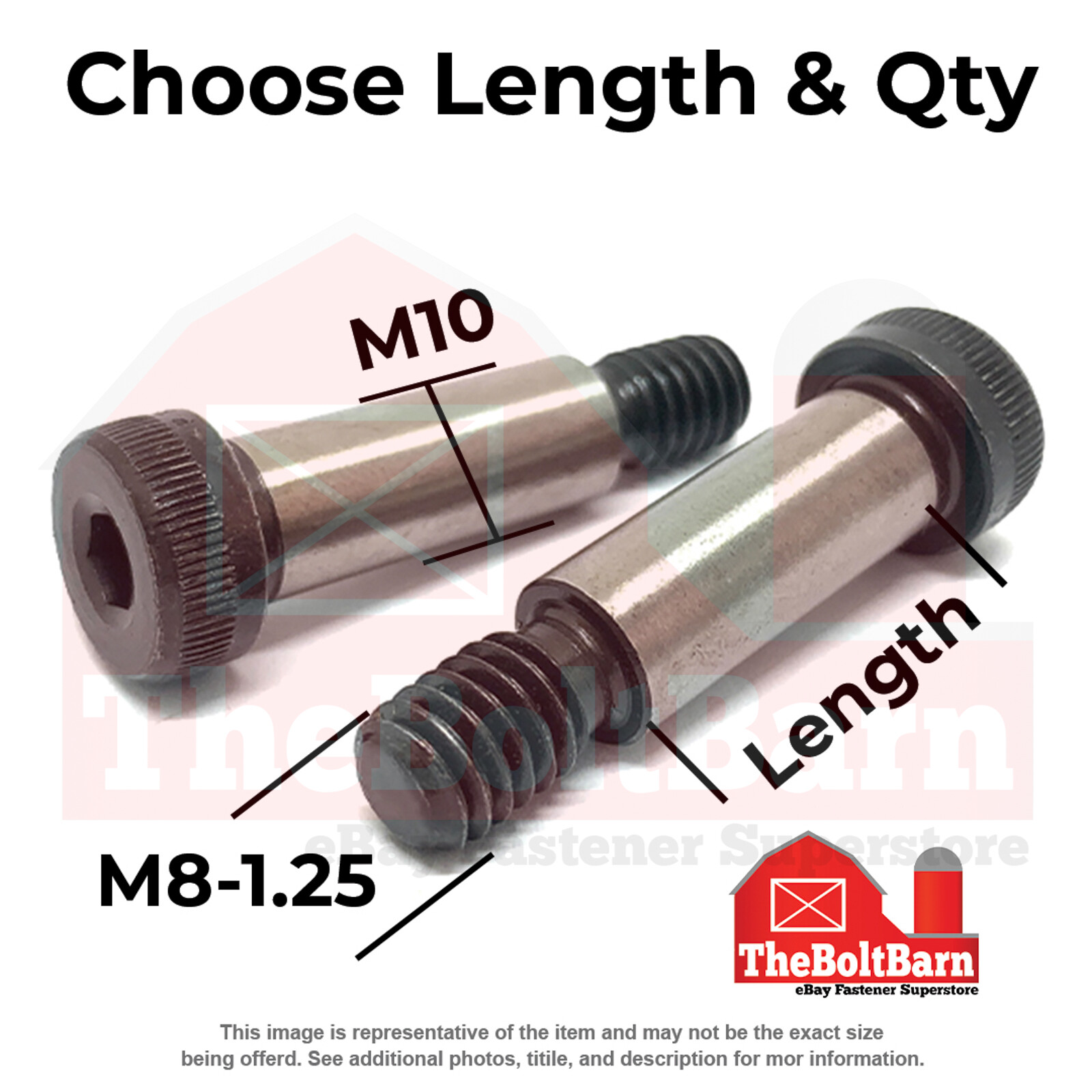 M10 Socket Shoulder Stripper Bolts M8-1.25 Thread Black Oxide (Pick ...