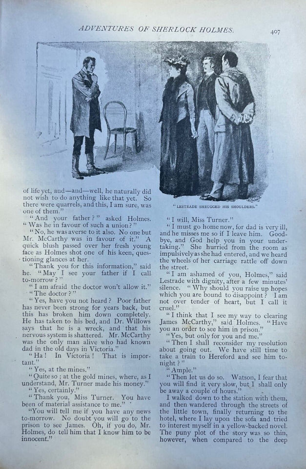 1891 Arthur Conan Doyle Sherlock Holmes The Boscombe Valley Mystery | eBay