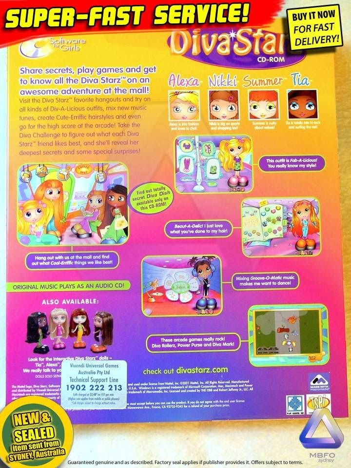 Diva Starz PC game for girls Windows Software Kids Toys Barbie Bratz Dolls Stars | eBay