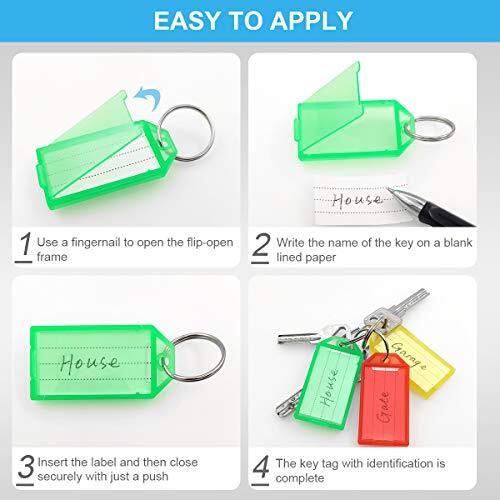 Plastic Key Tags with Label Pack Key Chain Tag Identifiers Bulk Colored ...