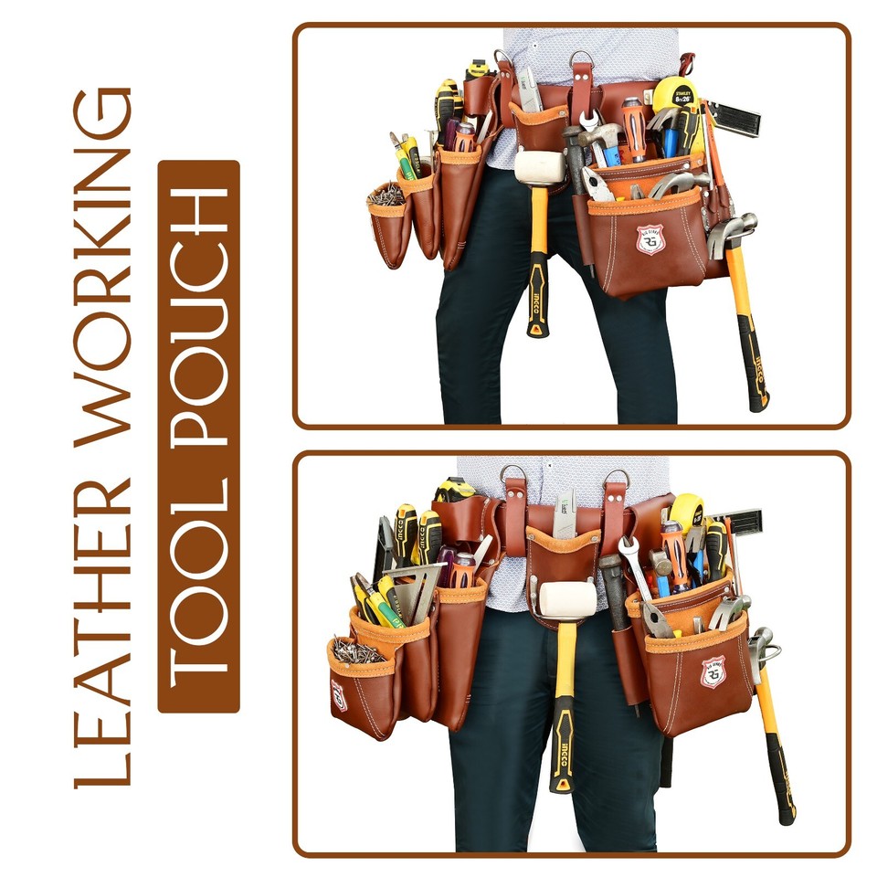 Tool Belt Heavy Duty Carpenter Leather Set constriction tools Organizer ...