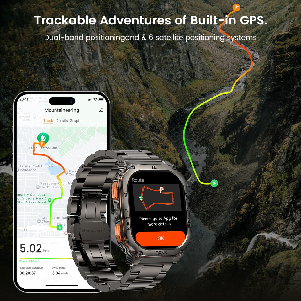 2024 KOSPET TANK M3 Ultra GPS Smart Watch Men Smart Watches 60-Day Long ...