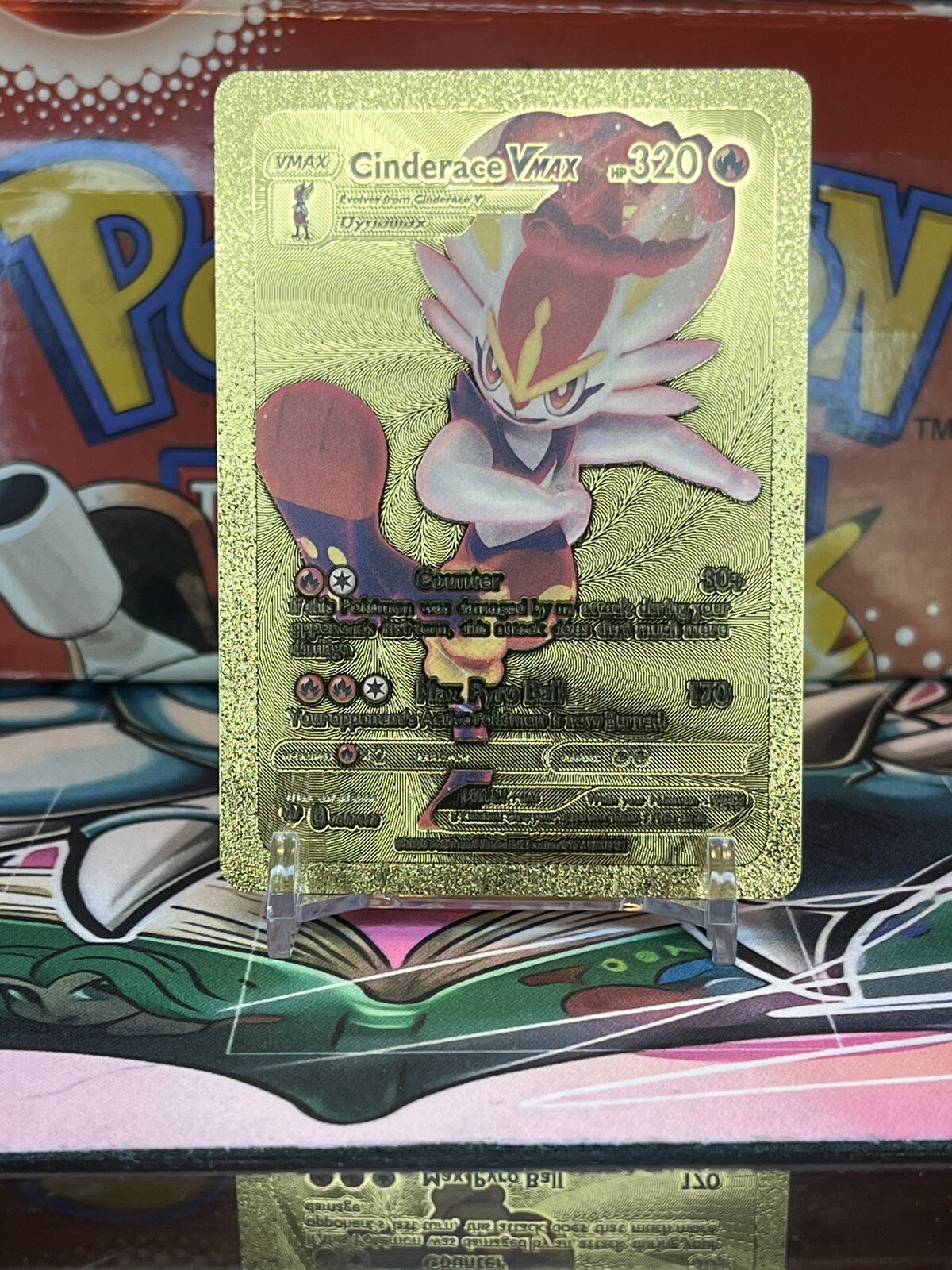 Gold Foil Fan Art Cinderace VMAX #88 Holofoil Trading Card | eBay