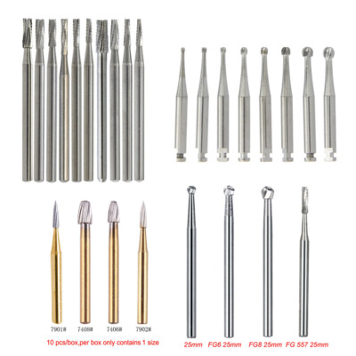 Dental High/Low Speed Handpiece Tungsten Carbide Steel Burs Bur Drills ...