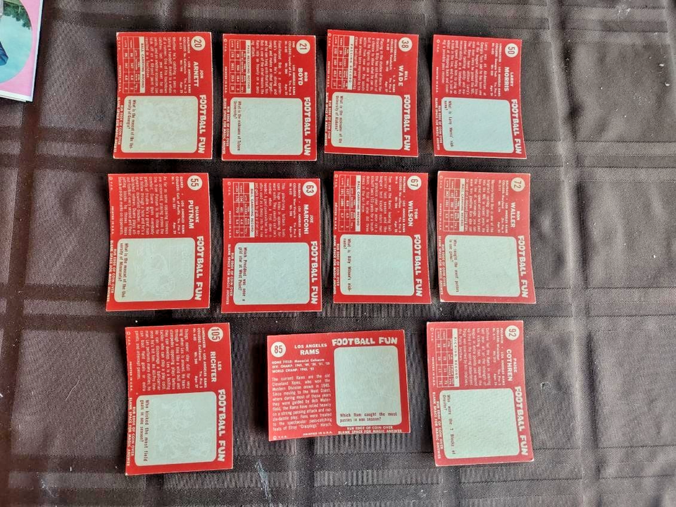 (11) 1958 Topps Football Cards Los Angeles Rams NO Creases! | eBay