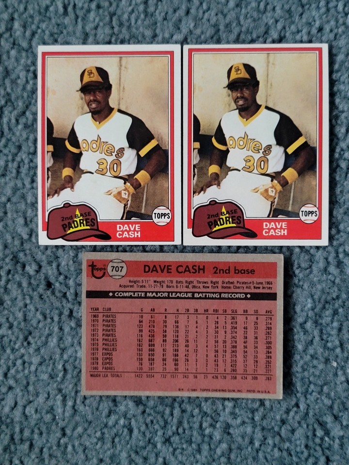 1981 Topps Dave Cash Baseball Card Lot of approx 3 cards | eBay