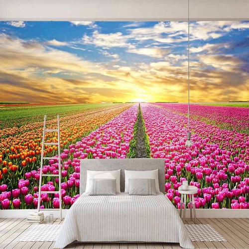 Red Tulip Password 3D Full Wall Mural Photo Wallpaper Printing Home ...