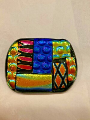 DICHROIC FUSED GLASS PIN / PENDANT COMBO MULTICOLOR W/ CORD | eBay