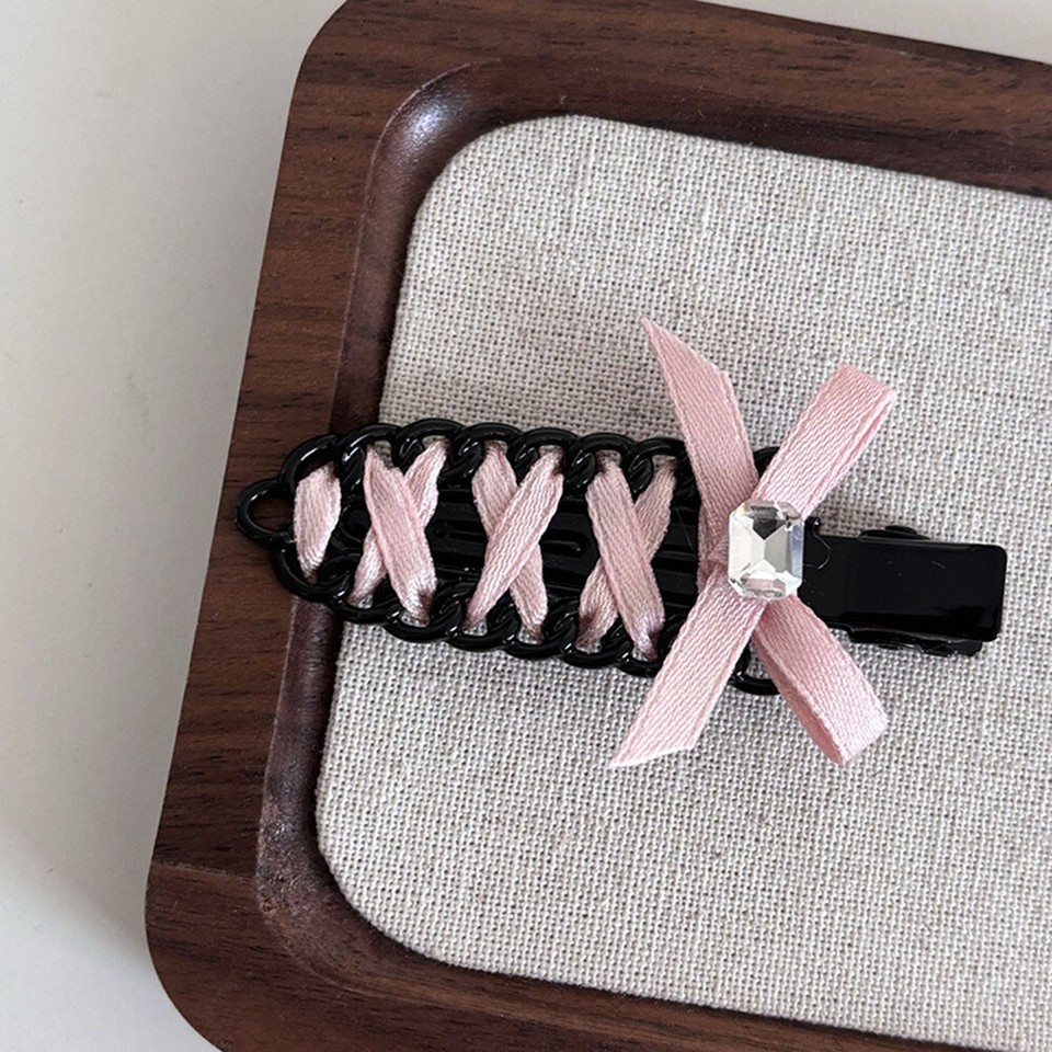 Women's Hair Clips Barrettes Ballet Ribbon Weaving Side Clip Bow Top ...