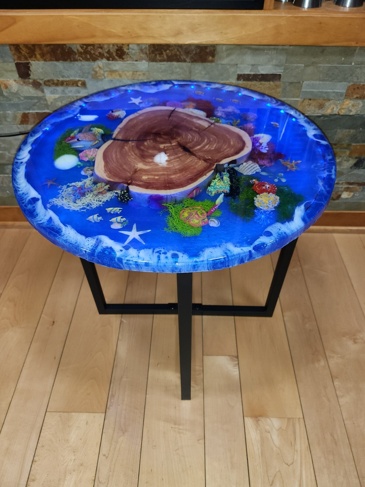 Ocean/Coral Reef Table by Epoxy Vision, 19 1/4", Round, Handmade | eBay