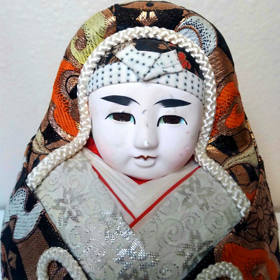 Japanese Hime Daruma Doll Orange Gold Kimono Good Luck Vintage Geisha ...