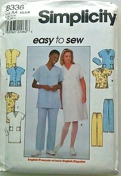 Simplicity 8336 Ladies Scrubs Patterns Sizes XS S M Uncut for sale ...