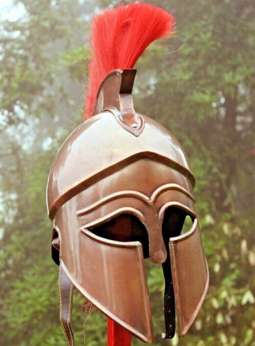 Greek Corinthian Spartan Helmet With Orange Plum Medieval Knight Trojan ...