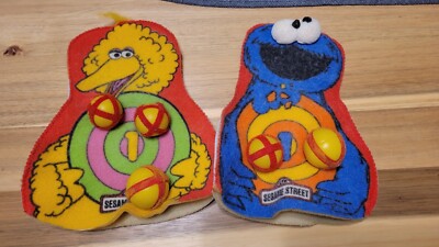 Vintage Sesame Street Big Bird & Cookie Monster Magic Catch Mitts Toss ...