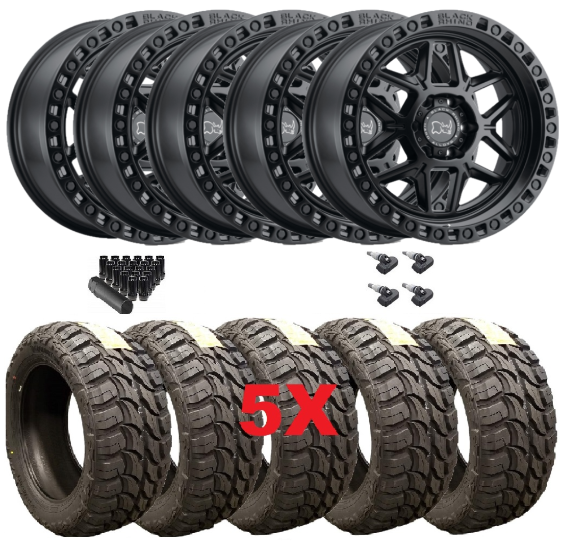 17 BLACK WHEEL RIMS TIRES 33125017 FITS JEEP WRANGLER BLACK RHINO KELSO ...