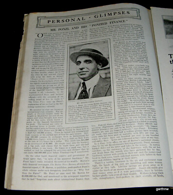 PONZI SCHEME 1920 PICTORIAL ANALYSIS ON THE EVE OF COLLAPSE OF CHARLES ...