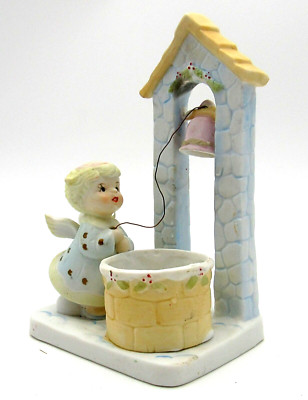 Vintage Christmas Angel Ringing Church Bell at Well Candle Holder ...