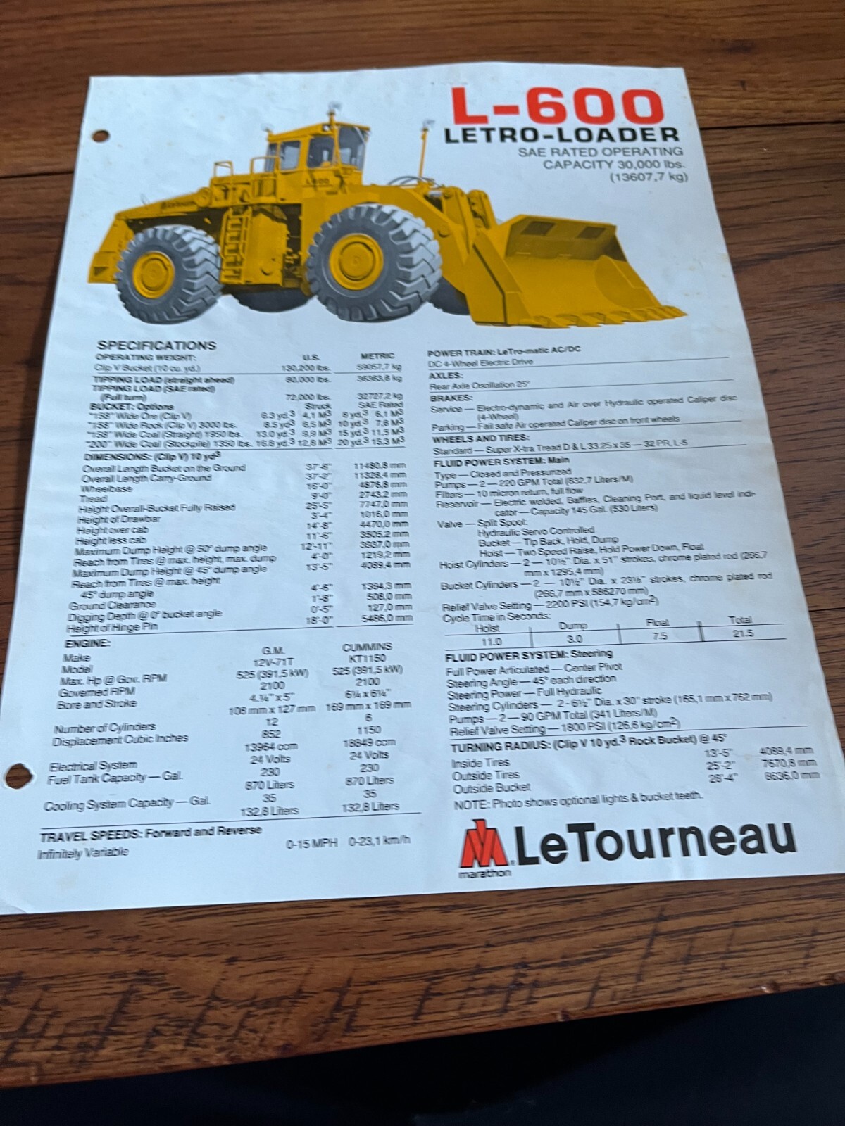 Letourneau L-600 Wheel Loader Brochure FCCA | eBay