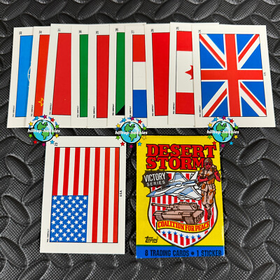 1991 TOPPS DESERT STORM VICTORY 2ND SERIES 11-STICKER SET +WRAPPER ...