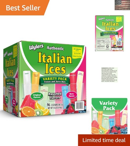 98 Count Authentic Italian Ice Bars - Guilt-Free Frozen Dessert, 4 ...