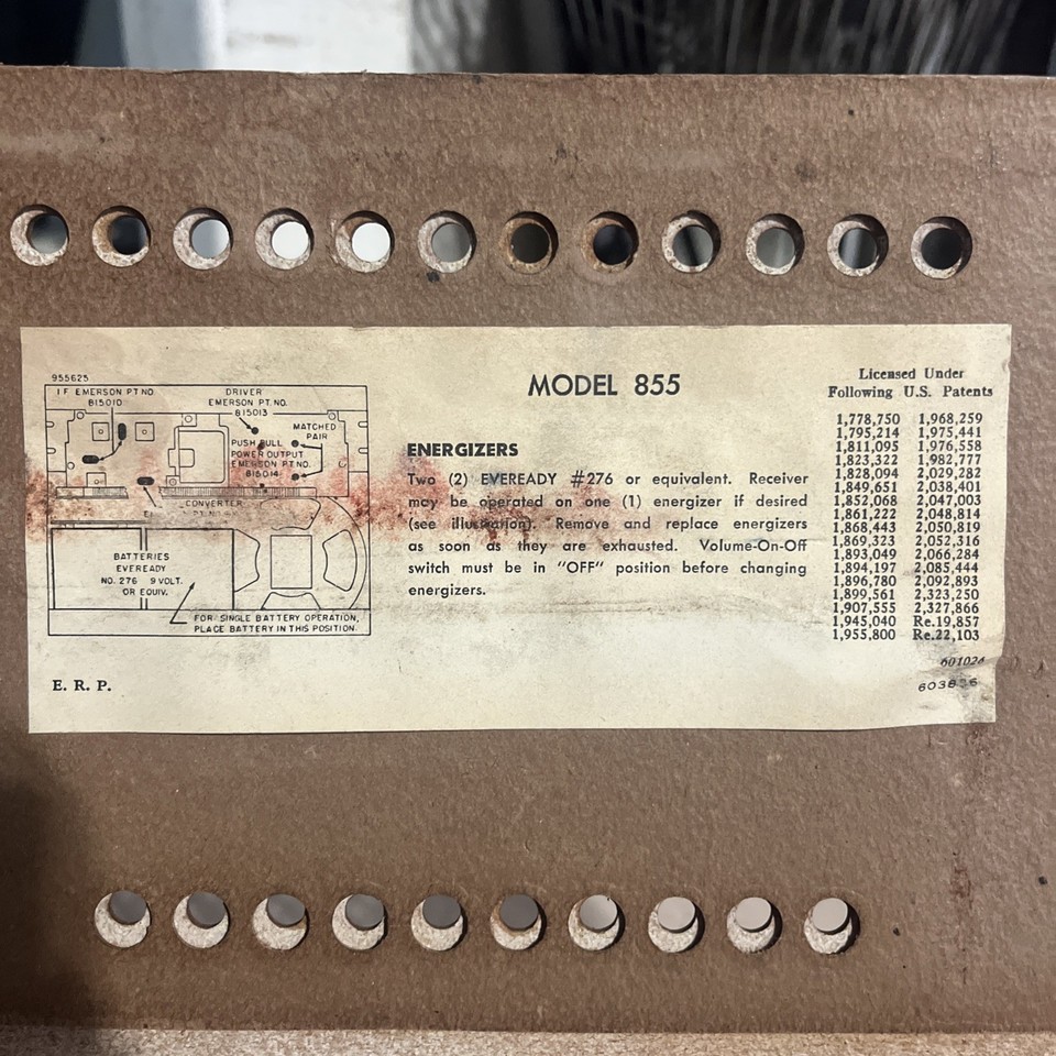 EMERSON ALL TRANSISTOR RADIO MODEL 855 | eBay