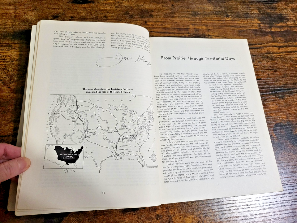 Vintage state history book SEWARD COUNTY Nebraska prairie railroad Blue ...