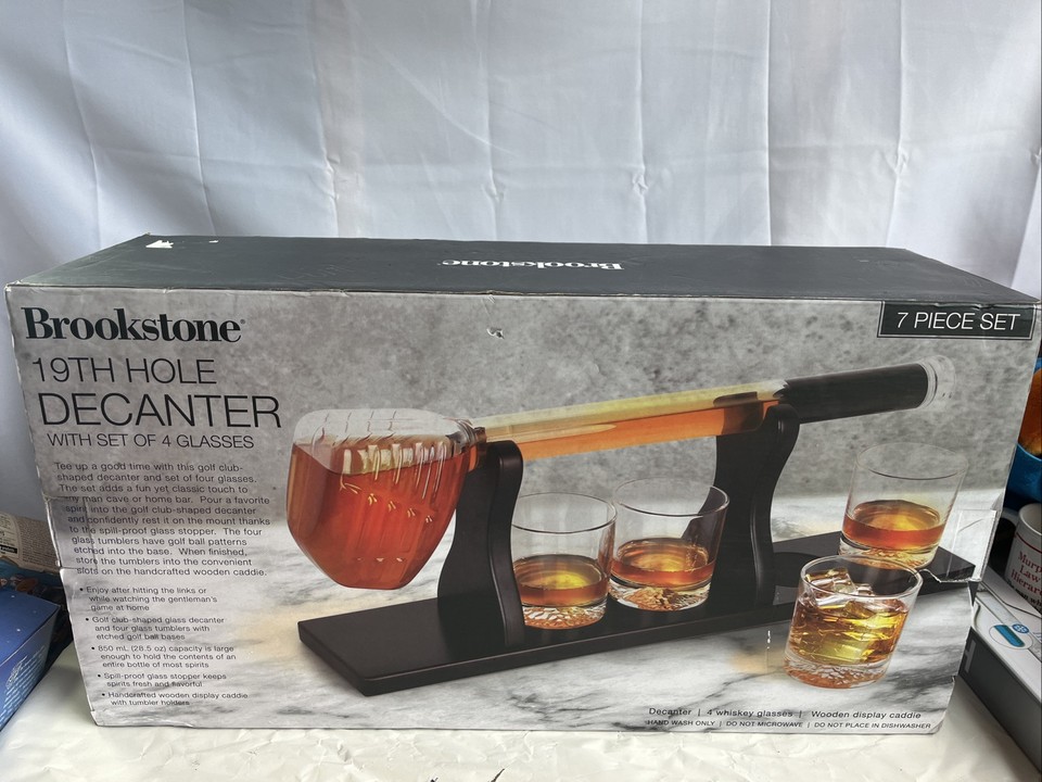 Brookstone 19th Hole Golf Themed Whiskey Decanter Set, NEW in box | eBay