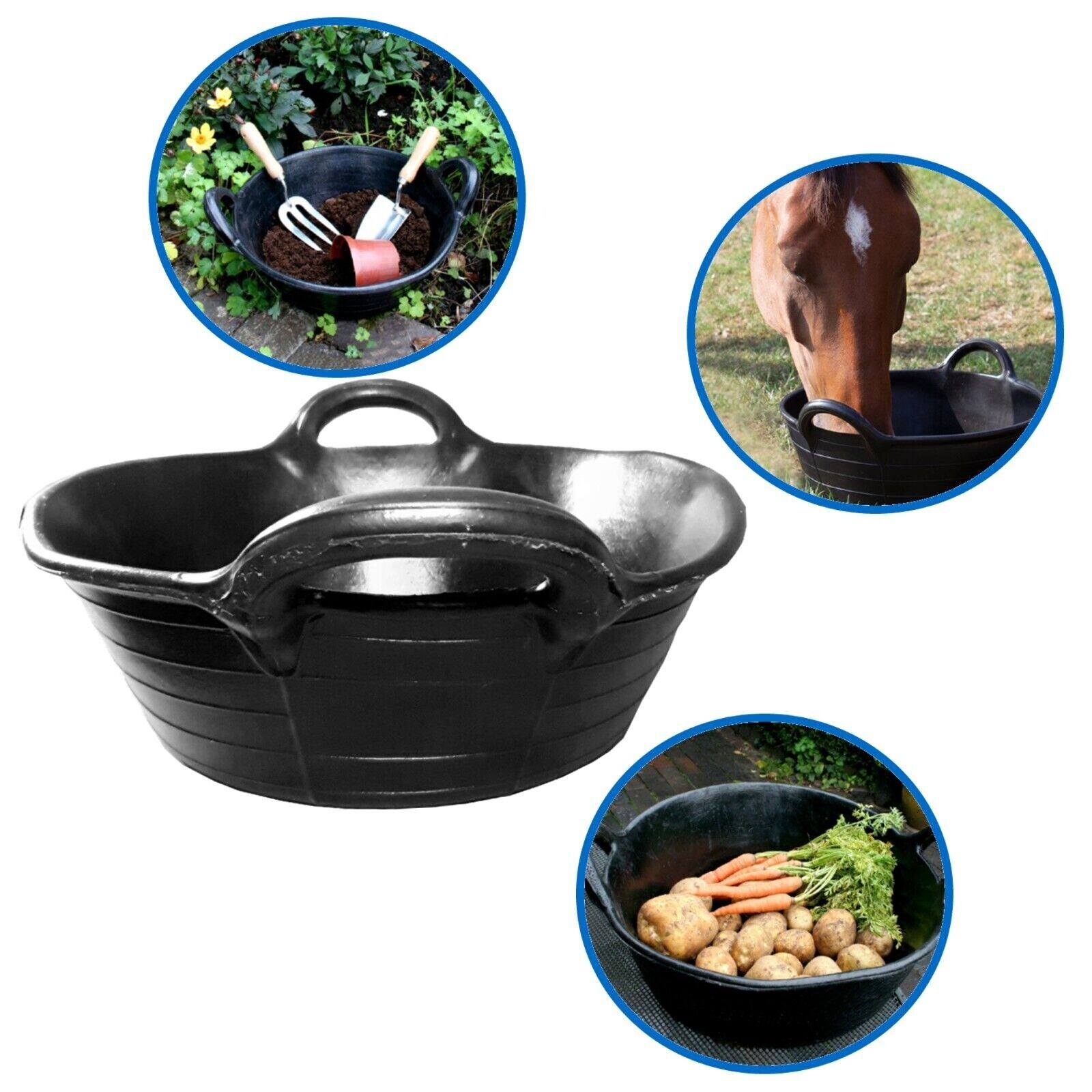 black horse /pony feed bucket / trug/ tub heavy duty / farm | eBay