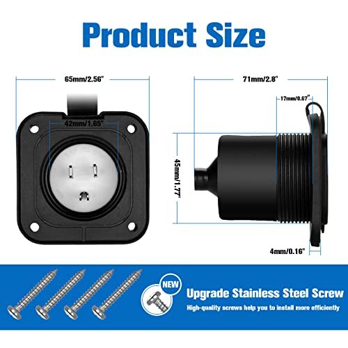 15 Amp Inlet 125V Shore Power Inlet with Waterproof Cover 2 Pole 3-Wire ...