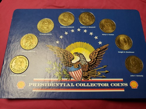 1992 Shell Presidential Collector Coins On Display Card Set Of 8 Coins ...