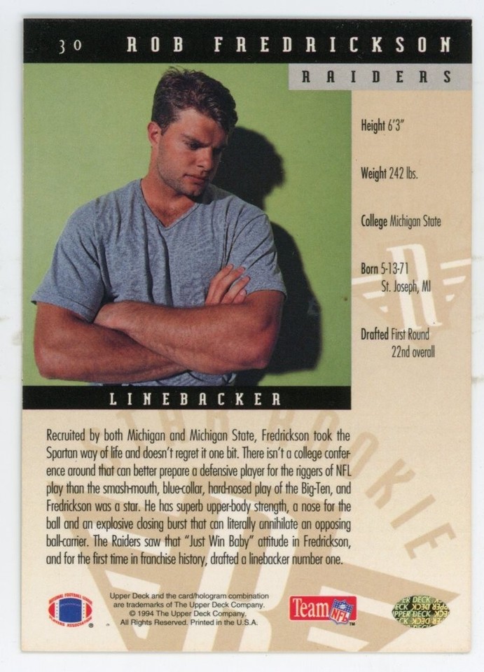 1994 Upper Deck Star Rookie Rob Fredrickson #30 Rookie RC | eBay