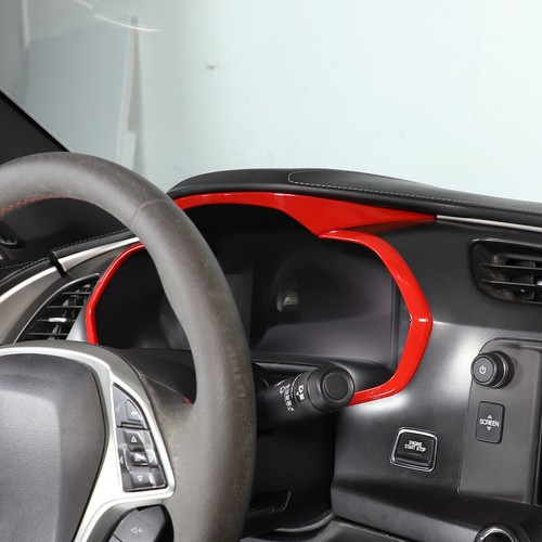 Fit For Corvette C7 2014-2019 Red Interior Dashboard Tachometer Trim ...