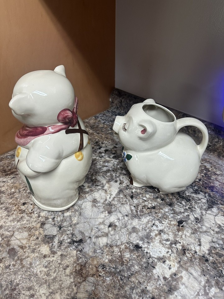 Vintage RARE HTF Tulip Shawnee Pig Cookie Jar And Milk Pitcher MINT ...