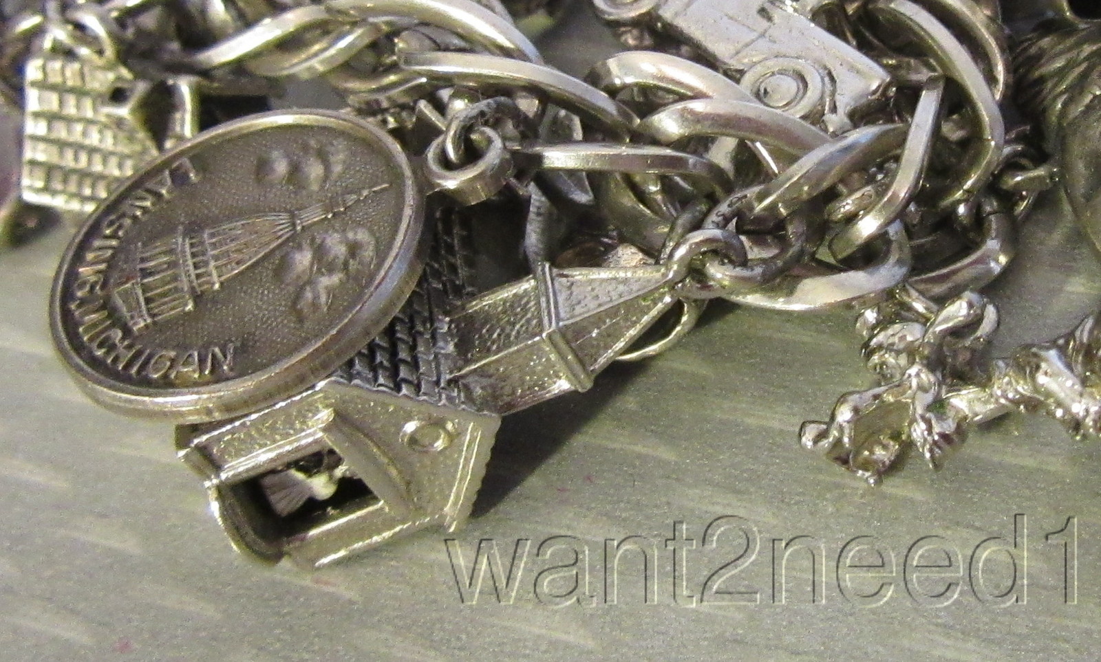 vintage Sterling Silver Charm Bracelet 24P loaded Disney Mickey Pluto ...