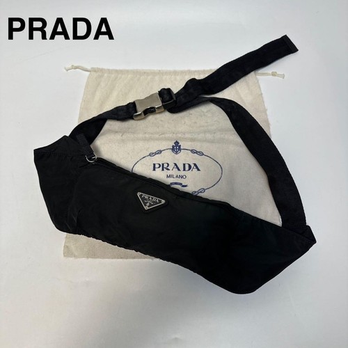 PRADA Triangle Logo Nylon Waist Pouch Body Bag Black Authentic | eBay