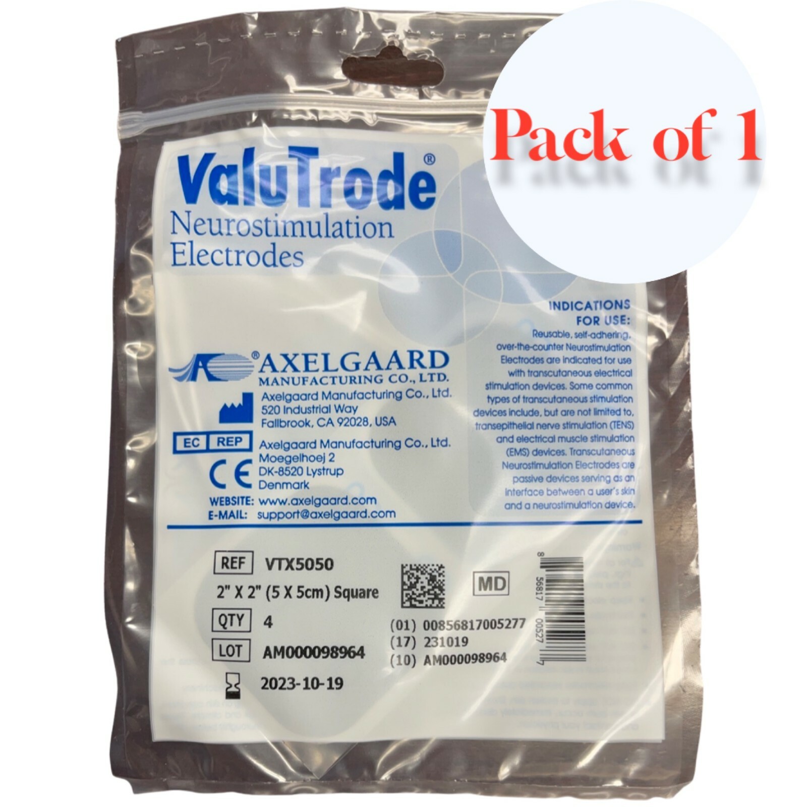16 Axelgaard Valutrode X Electrodes Vtx5050 for Electrotherapy Estim ...