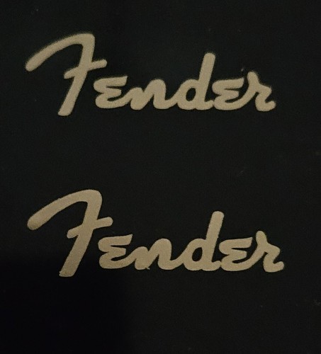 2 Guitar Headstock Fender Logos Die-Cut Gold Vinyl Smaller Sized Decal ...