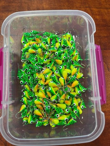 Tungsten green fire tiger fishing jigs 5mm lot of 10 | eBay