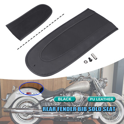 Black PU Leather Rear Fender Bib Solo Seat For Harley Softail Fat Boy ...