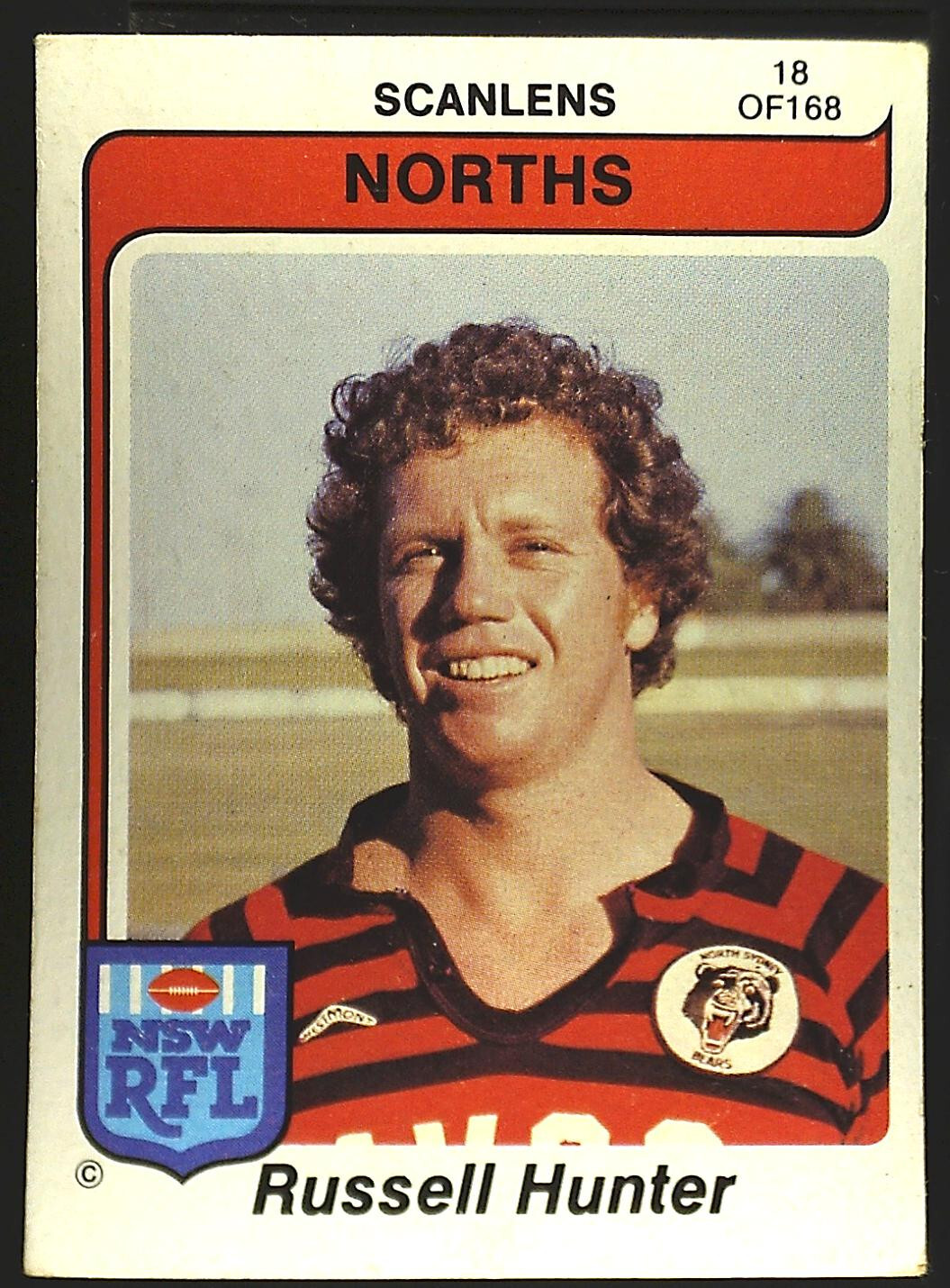 1980 #18 Russell Hunter North Sydney Bears Scanlens rugby league NRL ...