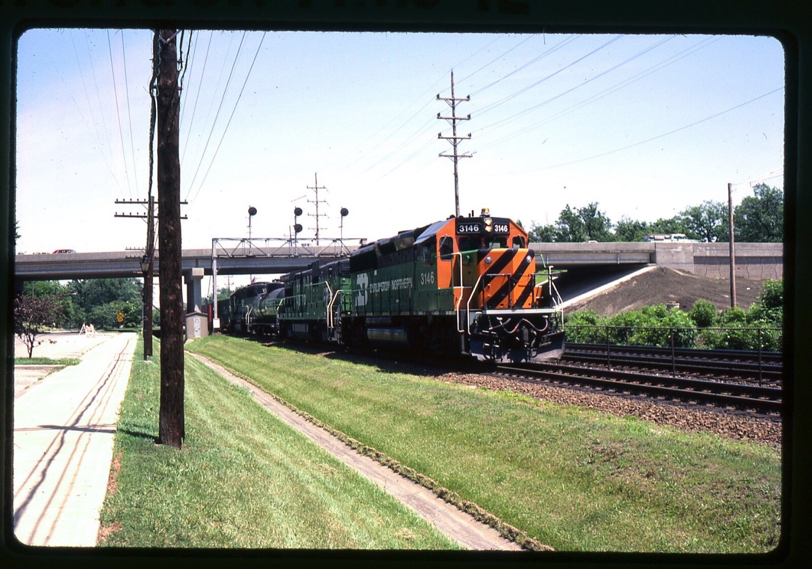 Railroad Slide - Burlington Northern #3146 GP50 Locomotive 1987 Freight ...