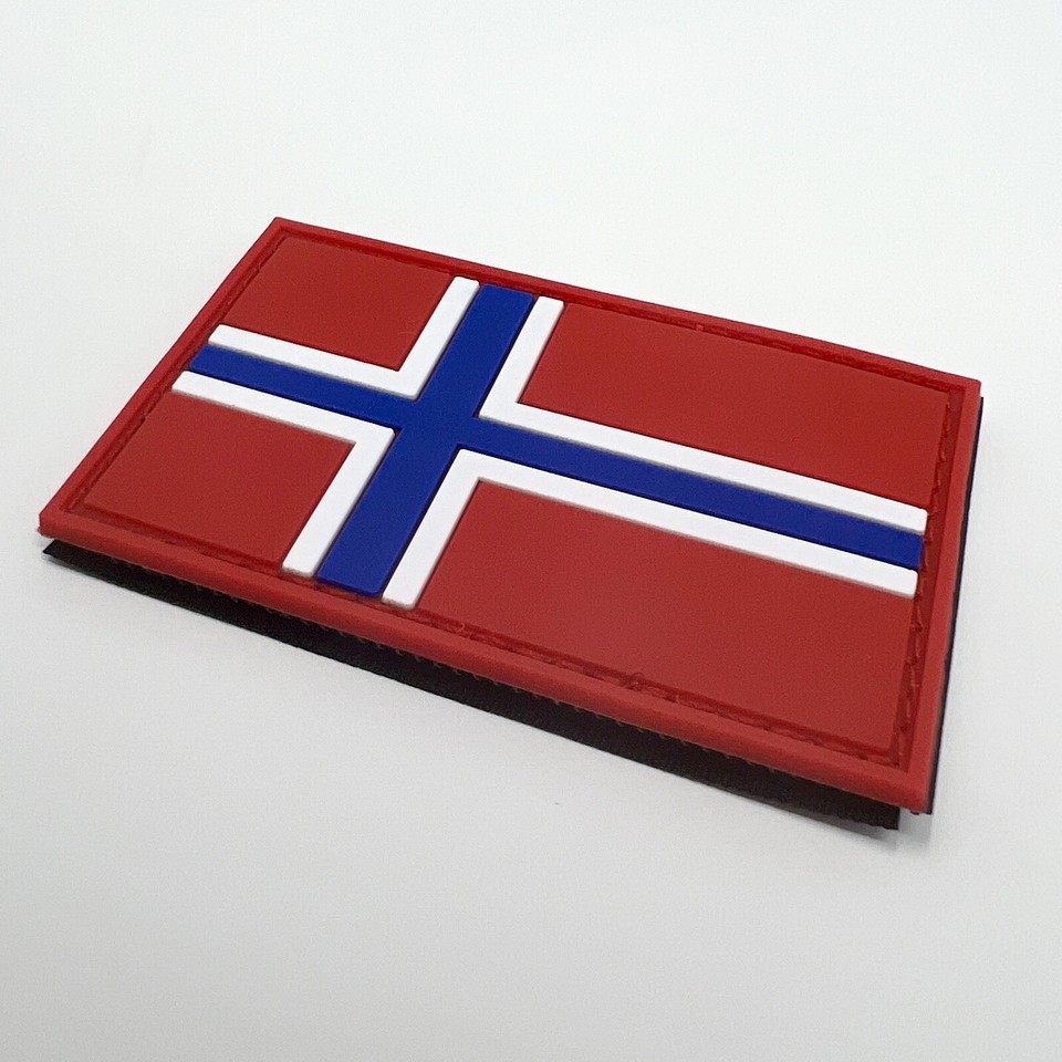 Norway Flag 3.25x2” Rectangle Rubber Tactical Patch Stitched Norwegian Oslo | eBay.de
