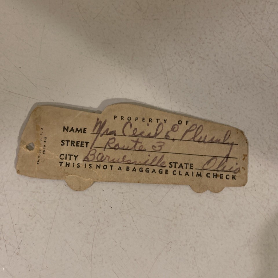 Greyhound Bus Baggage Tag Barnesville Ohio | eBay