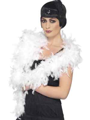Deluxe White Feather Boa 1920s Costume Party Fancy Dress Burlesque ...