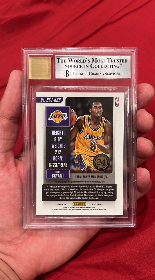 2018 Panini Contenders Kobe Bryant Auto Premium Gold /10 BGS 9 Auto 10 ...
