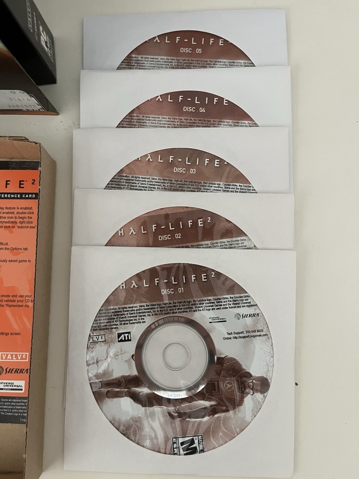 Half-Life 2 Gordon Freeman Variant PC Box CD-ROM 5-Disc Set 2004 Valve ...