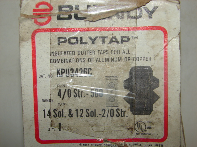 BURNDY KPU3426C POLYTAP INSULATED GUTTER TAP 4/0 AWG 500***NIB*** | eBay