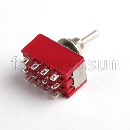 5PCS Red Mini Toggle Switch 4PDT 2 Position ON-ON 12-PIN 12V 6A Silver ...