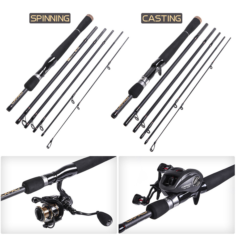 2.1m / 2.4m 6 Sections Carbon Casting Fishing Rod Lure Fishing Rod B8Y9 ...