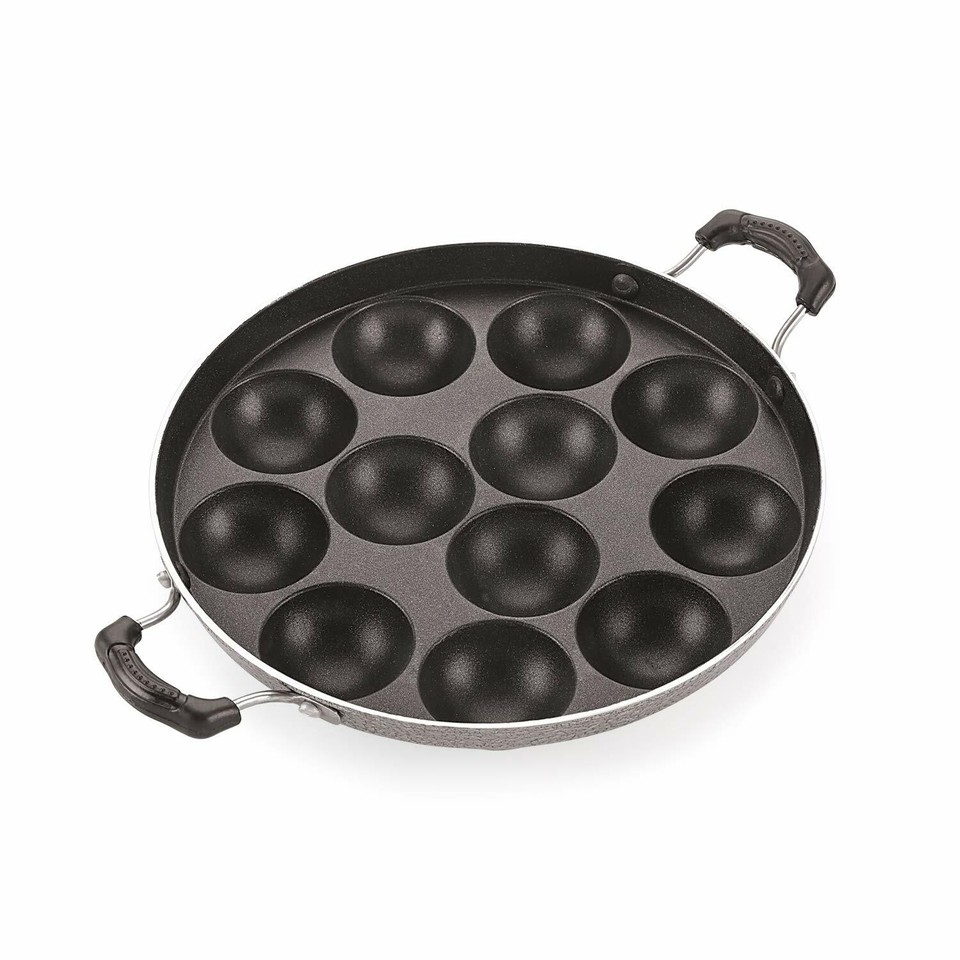 Non-Stick 12 Cavity Appam Patra Paniyarakka Baati Baking Pot with Steel ...
